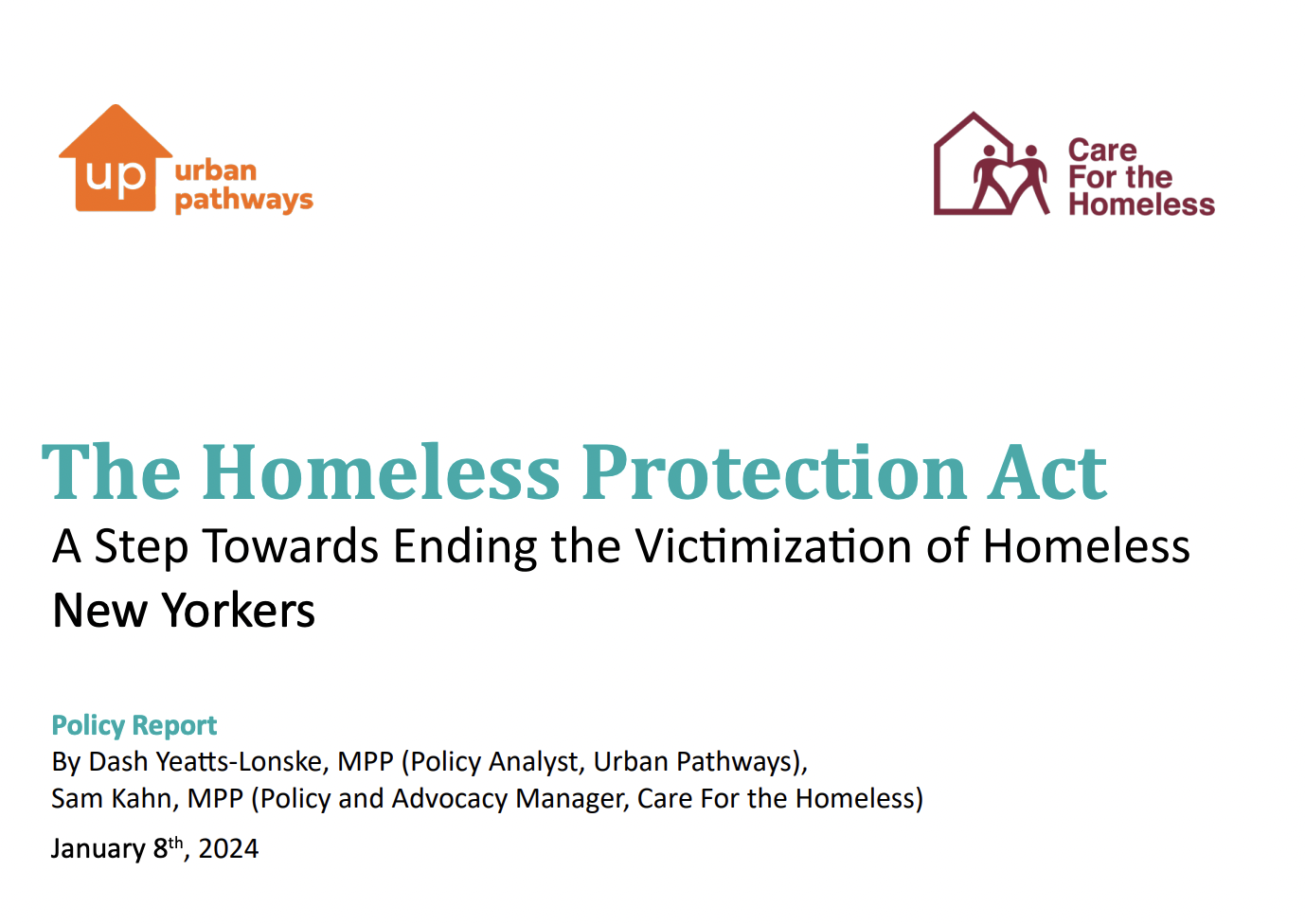 Care For the Homeless REPORT: Homeless Protection Act | Care For the ...